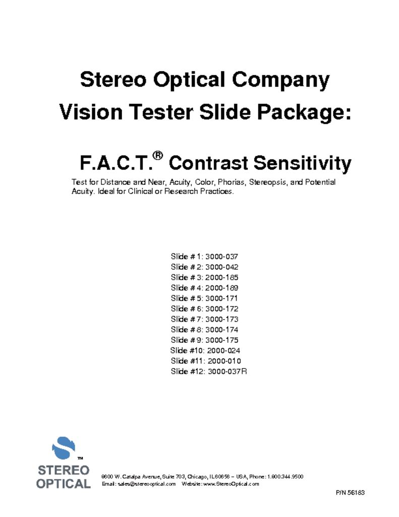 Slide Package Instructions - Stereo Optical