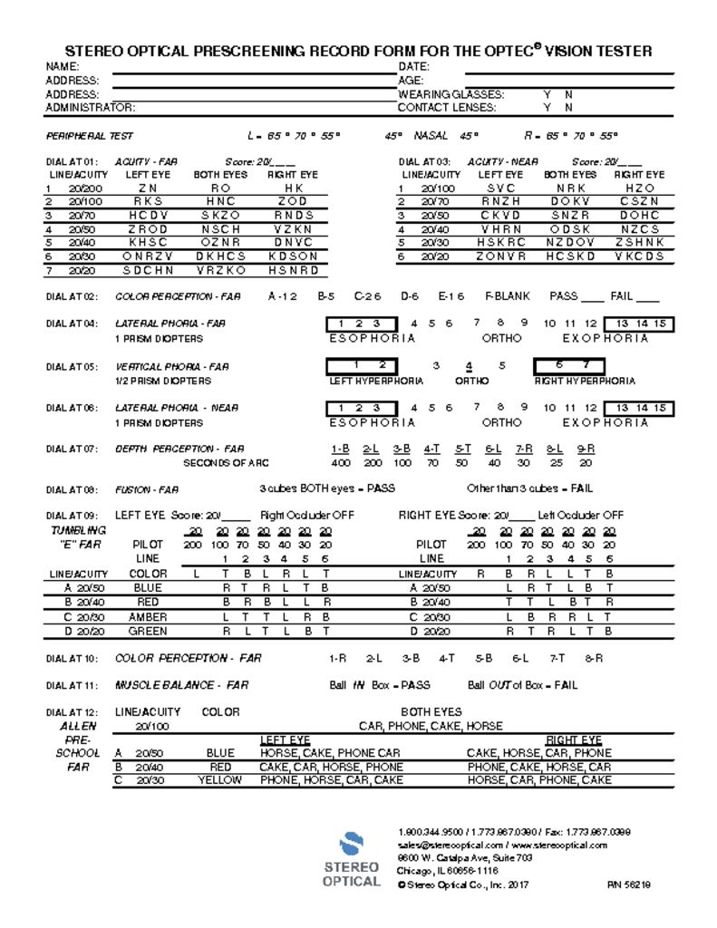 Vision Screening Form