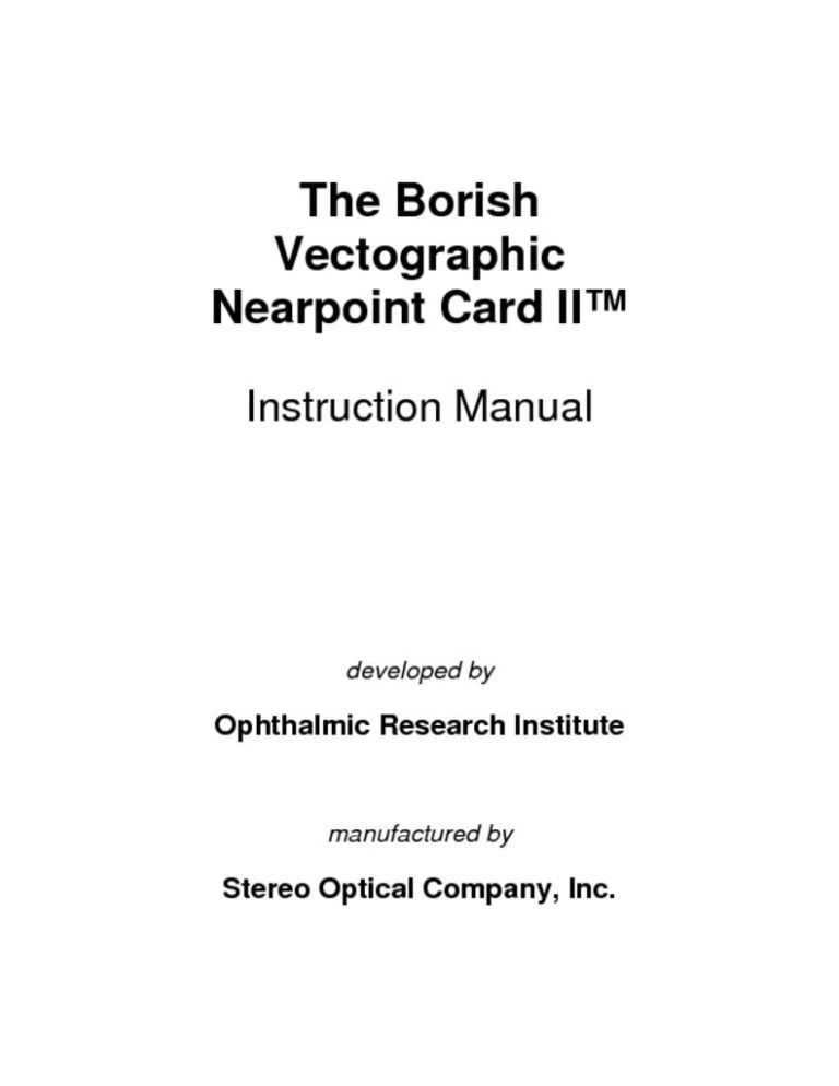 Manuals - Stereo Optical