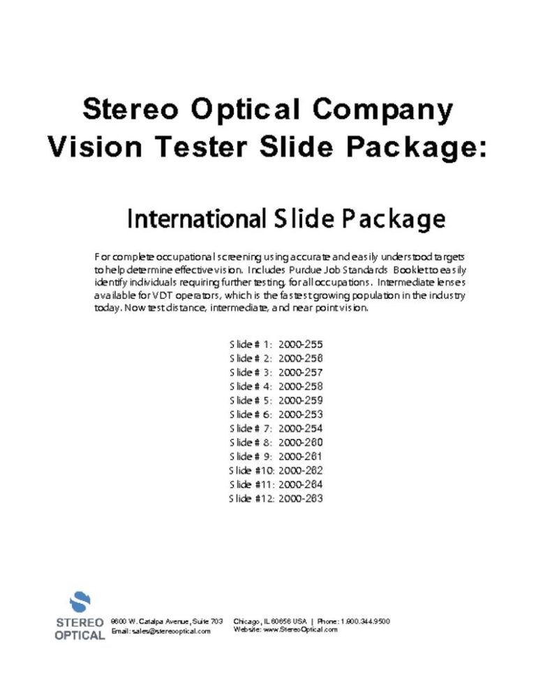 Slide Package Instructions - Stereo Optical