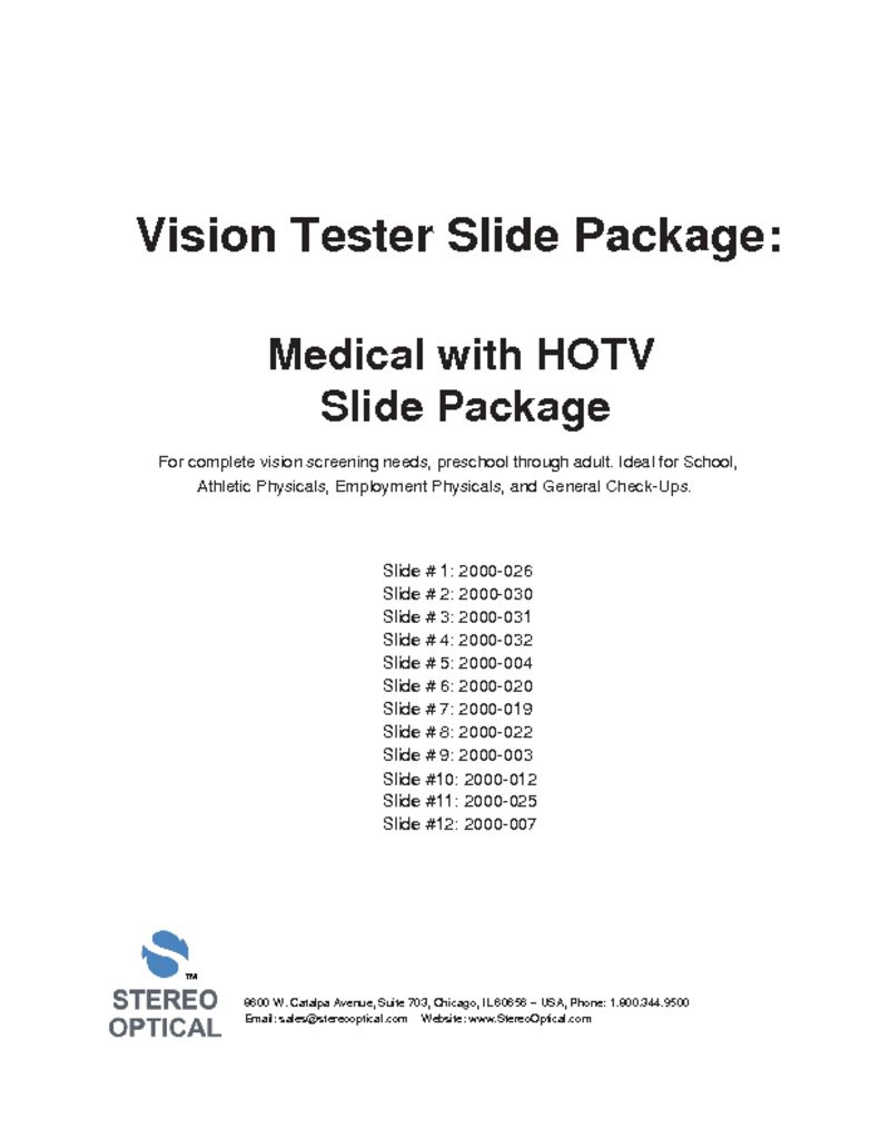 Optec 5500p Stereo Optical Vision Tester