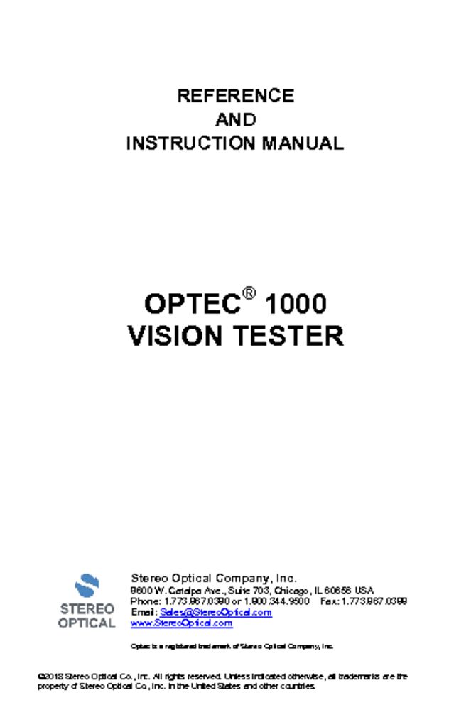 Manuals - Stereo Optical