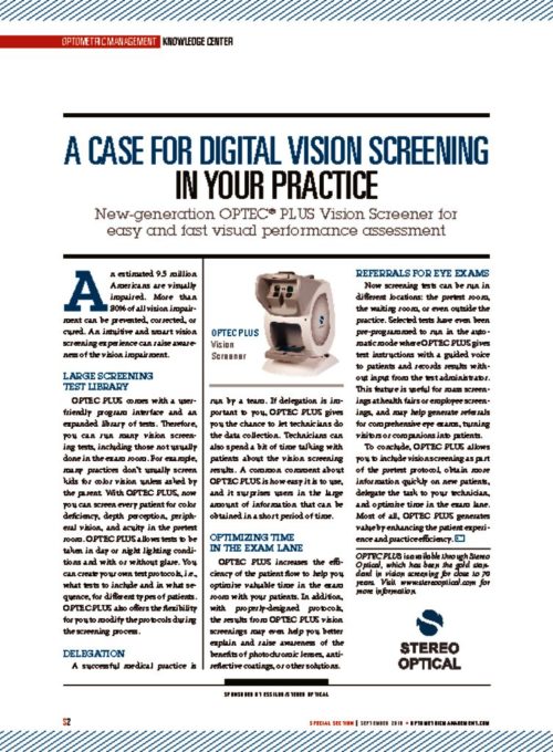 Digital Vision Screening in Your Practice - Stereo Optical