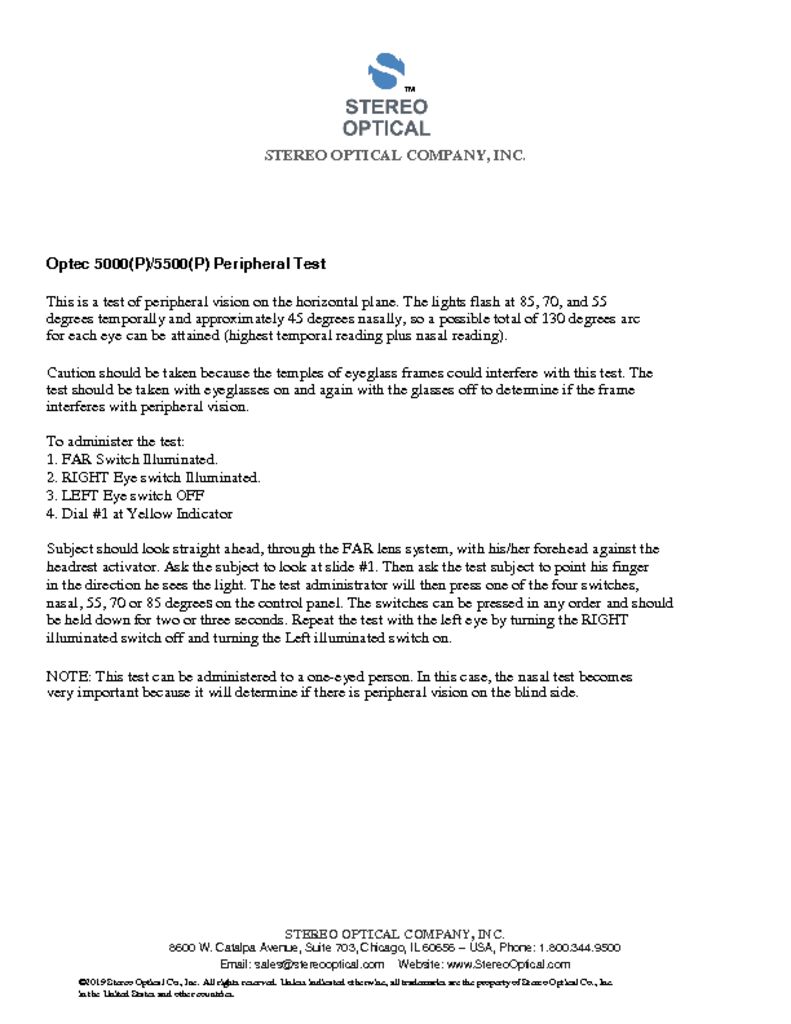 Optec 5000PG Rehab. Vision Screener - Stereo Optical