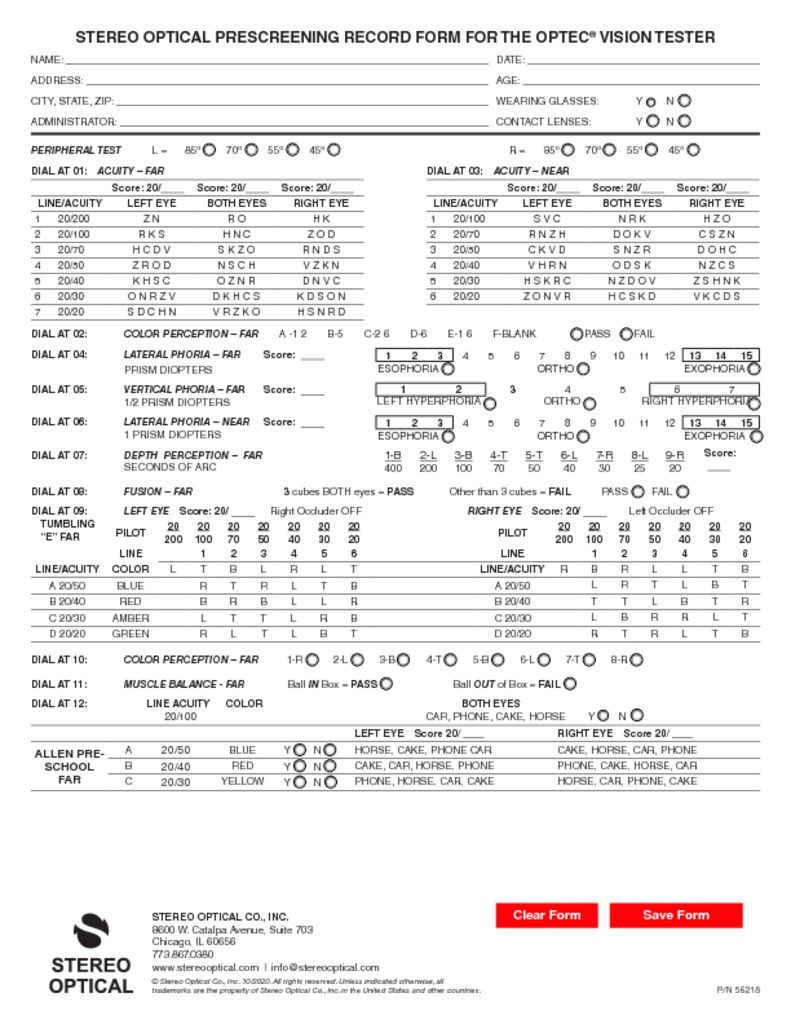 Ophth Prescreening SP - Stereo Optical