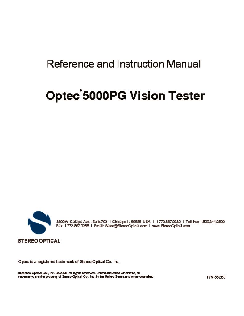 Optec 5000PG Rehab. Vision Screener - Stereo Optical