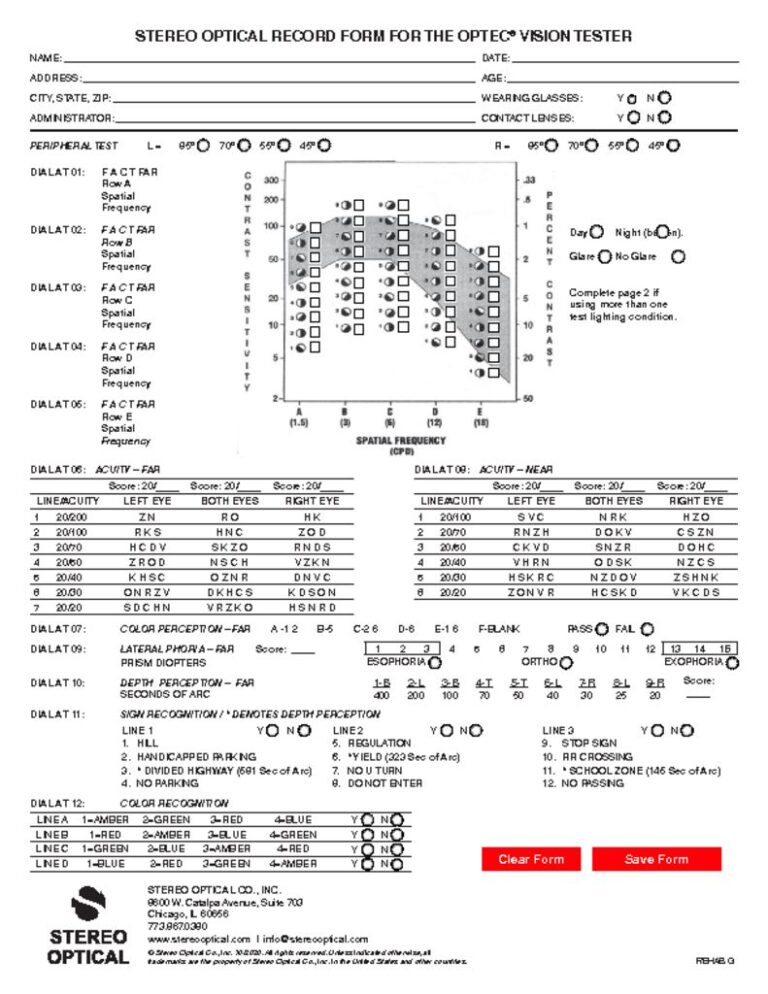 Optec 5000PG Rehab. Vision Screener - Stereo Optical