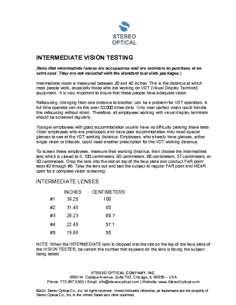 Optec 5500 Vision Screener - Stereo Optical